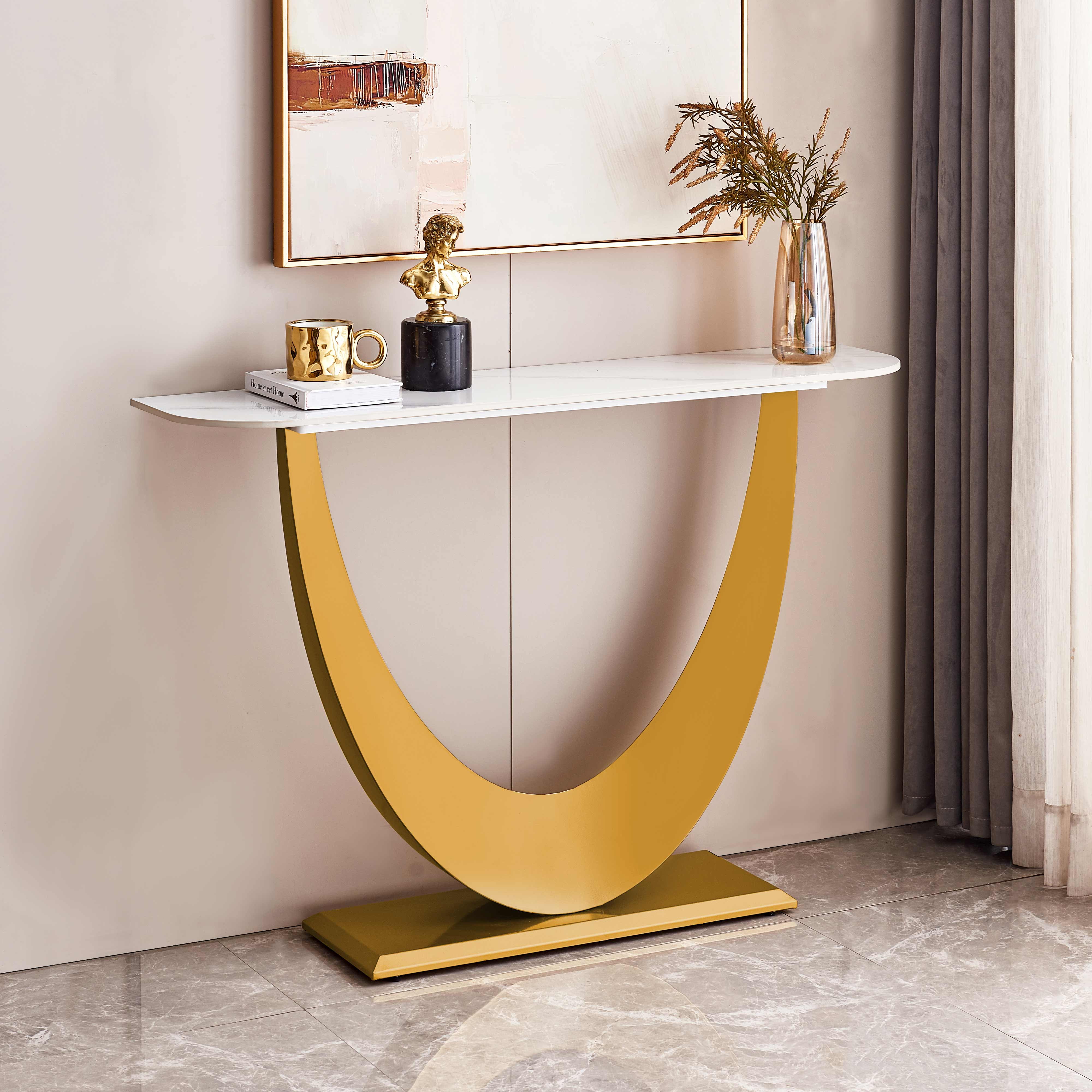 Modern Console Table, Exquisite shape design, Metal Frame with ...