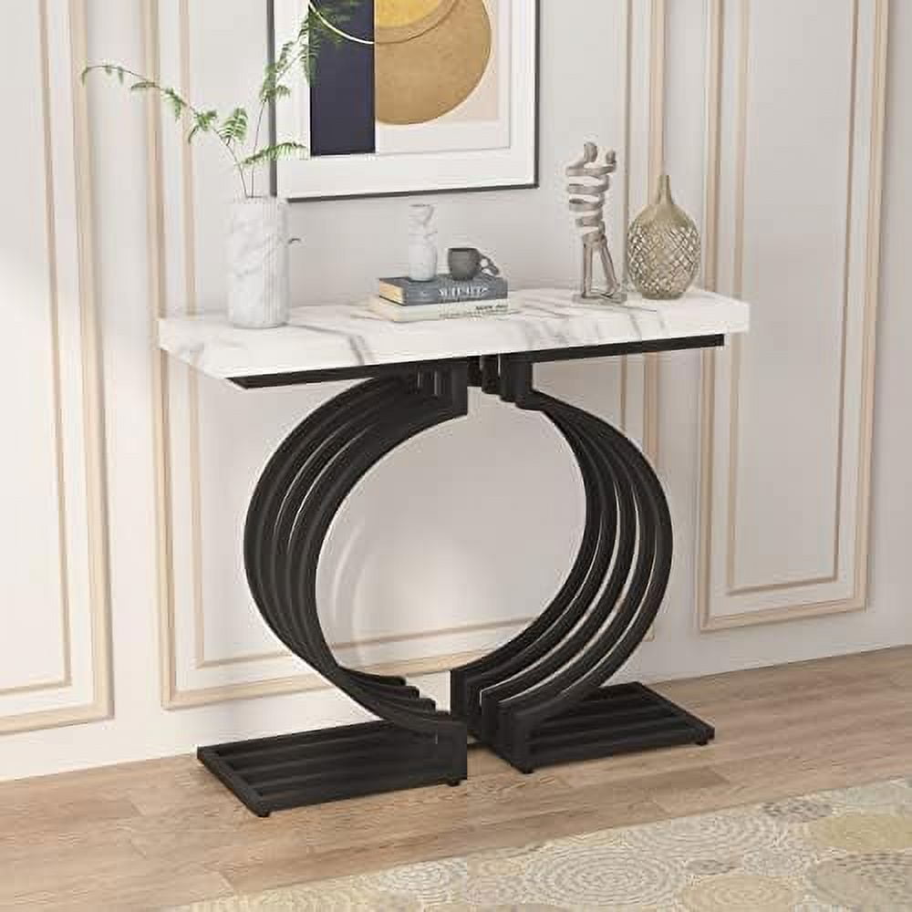 Modern Console Table Modern Faux Marble Entryway Table with Gold Base ...