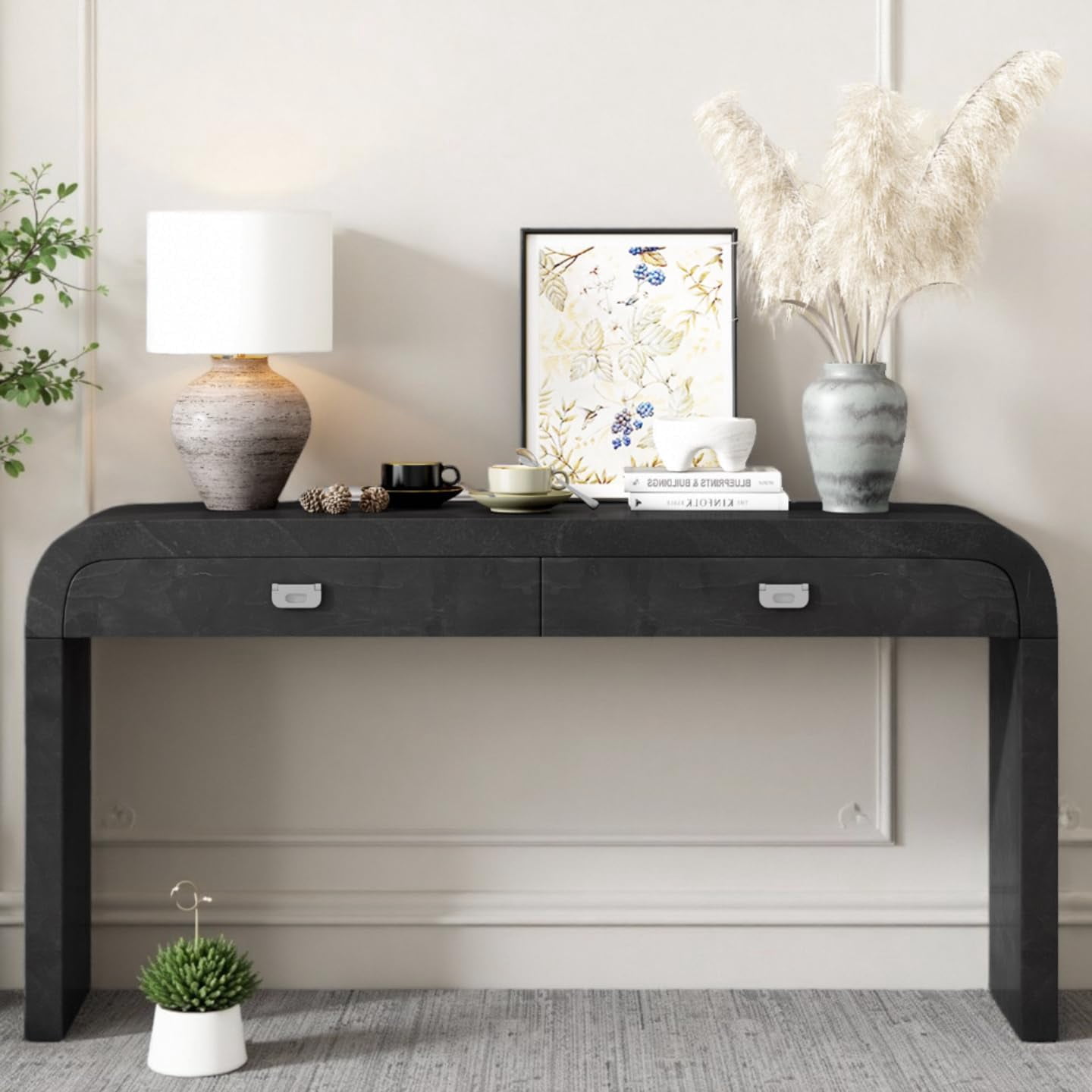 Modern Console Table with 2 Storage Drawers, Wood Entryway Table with ...