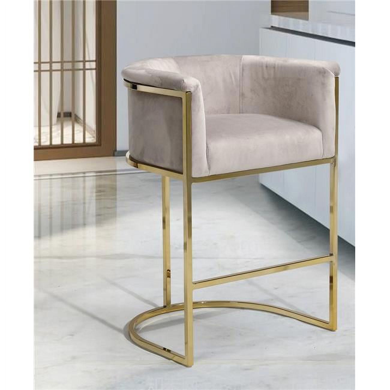 Modern Contemporary Emery Counter Stool Chair with Half-Moon Goldtone ...
