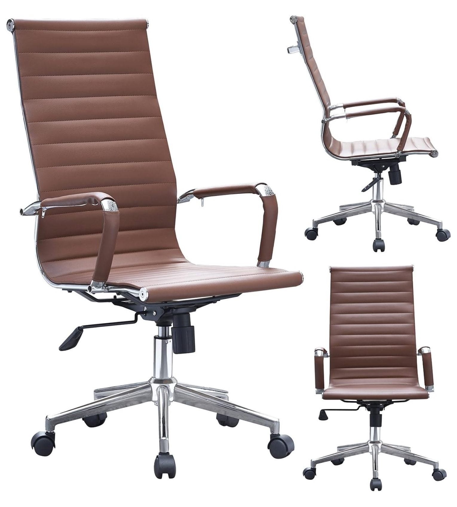 Modern Contemporary High Back Office Chair Arms Wheels Adjustable Seat ...