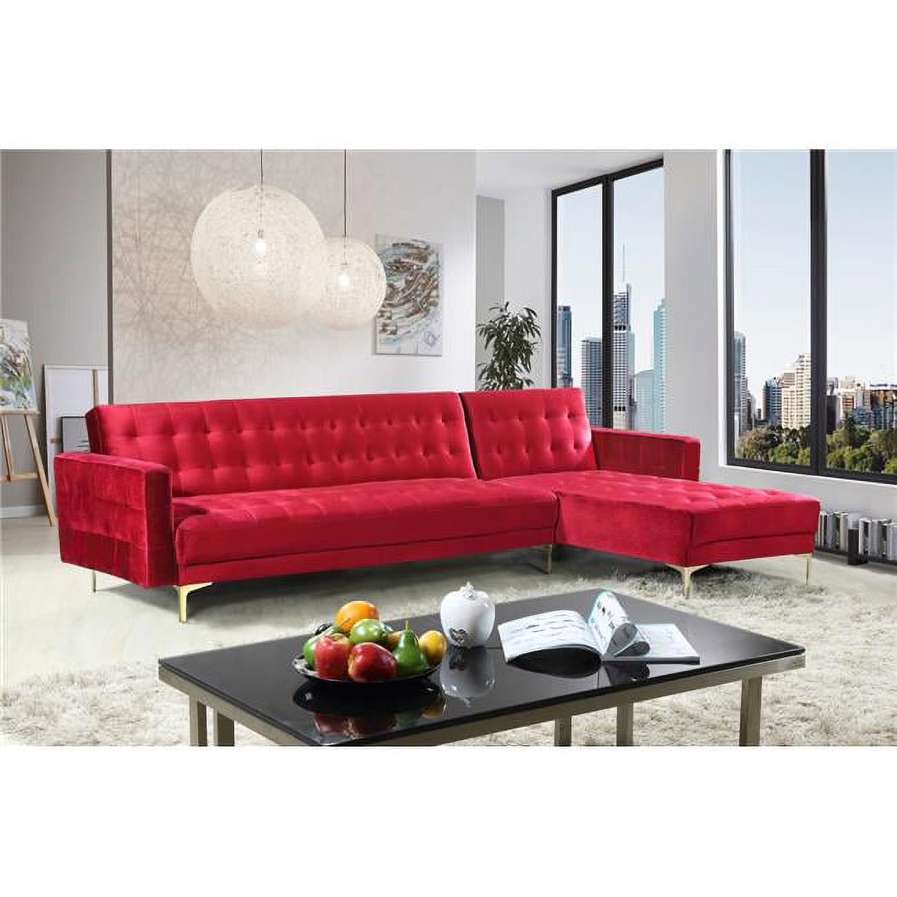 Modern Contemporary Kiefer Right Facing Convertible Sectional Sofa, Red ...