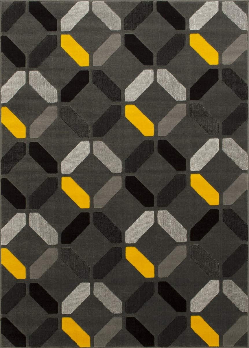 Modern Contemporary Livingroom Yellow Grey Silver Black Dimond Pattern ...