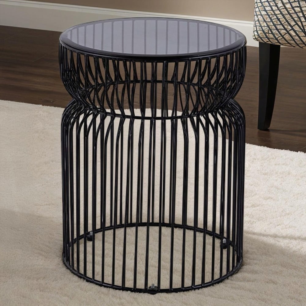 Modern Contemporary Metal Nested Base with Tinted Tempered Glass Top 21 ...