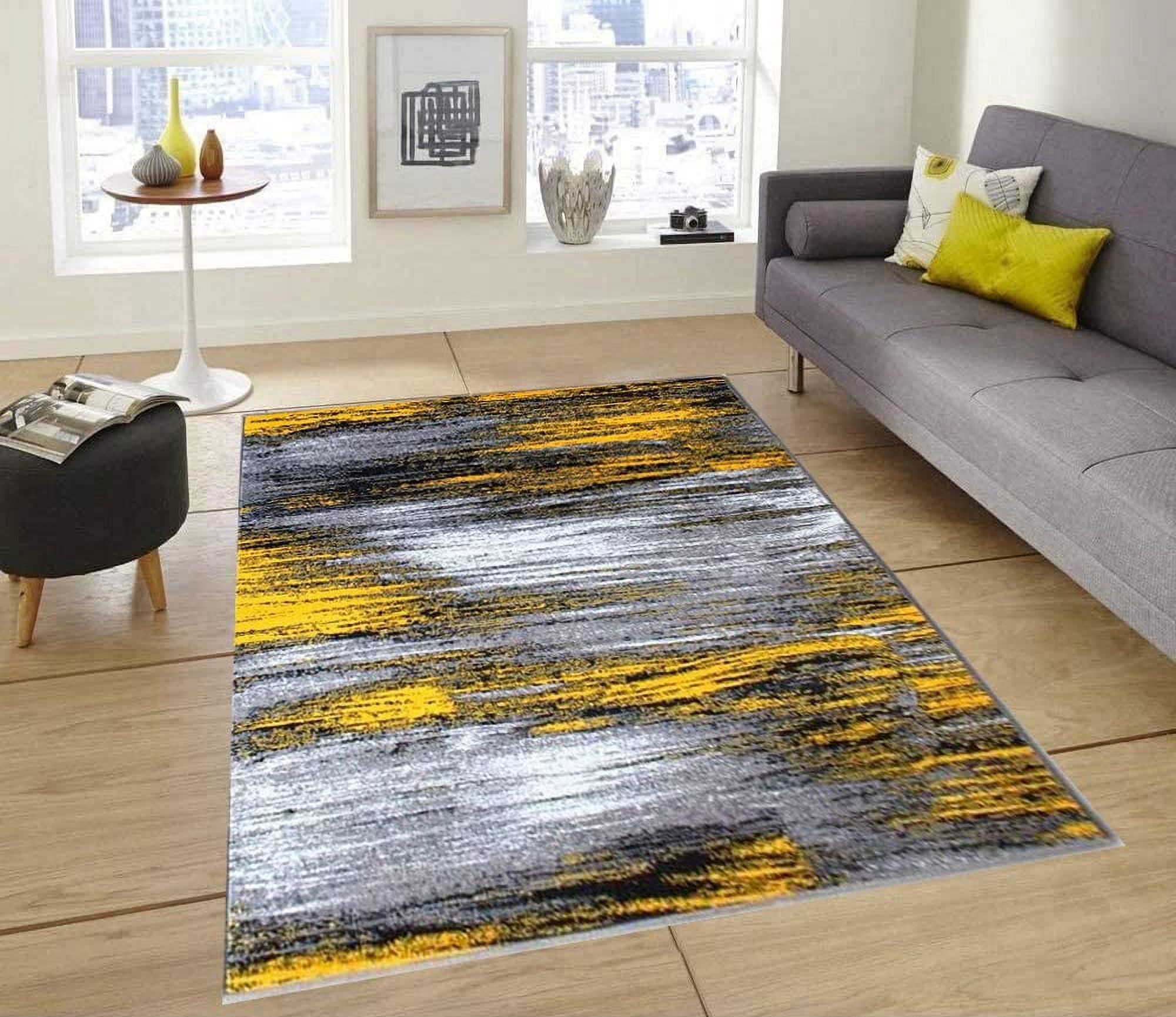 Modern Contemporary Rugs for Living Dining Room Abstract Brush Stripes ...