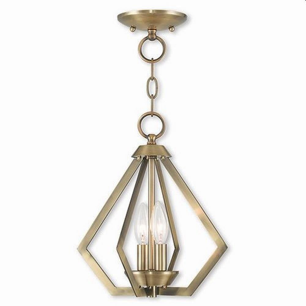 Modern Contemporary Two Light Chandelier-Antique Brass Finish Bailey ...