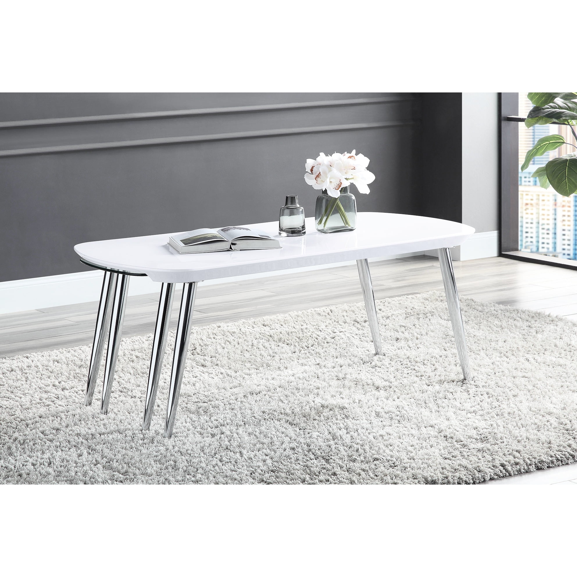 Modern Contemporary White & Coffee Table - Pull-out Surface For Added ...