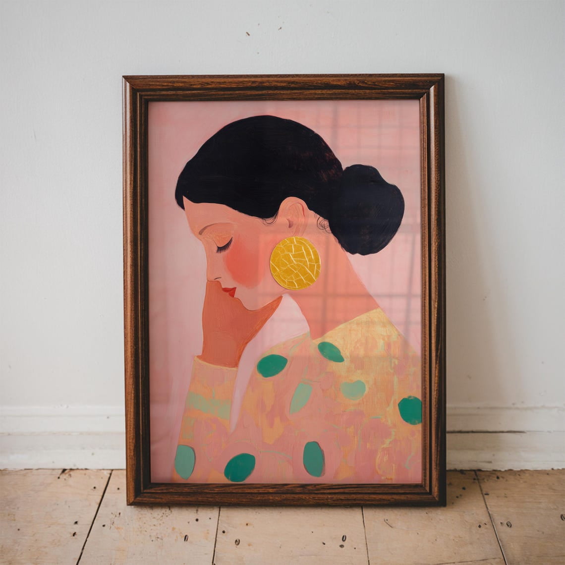 Modern Contemporary Woman With Earring Minimalist Living Room Art ...