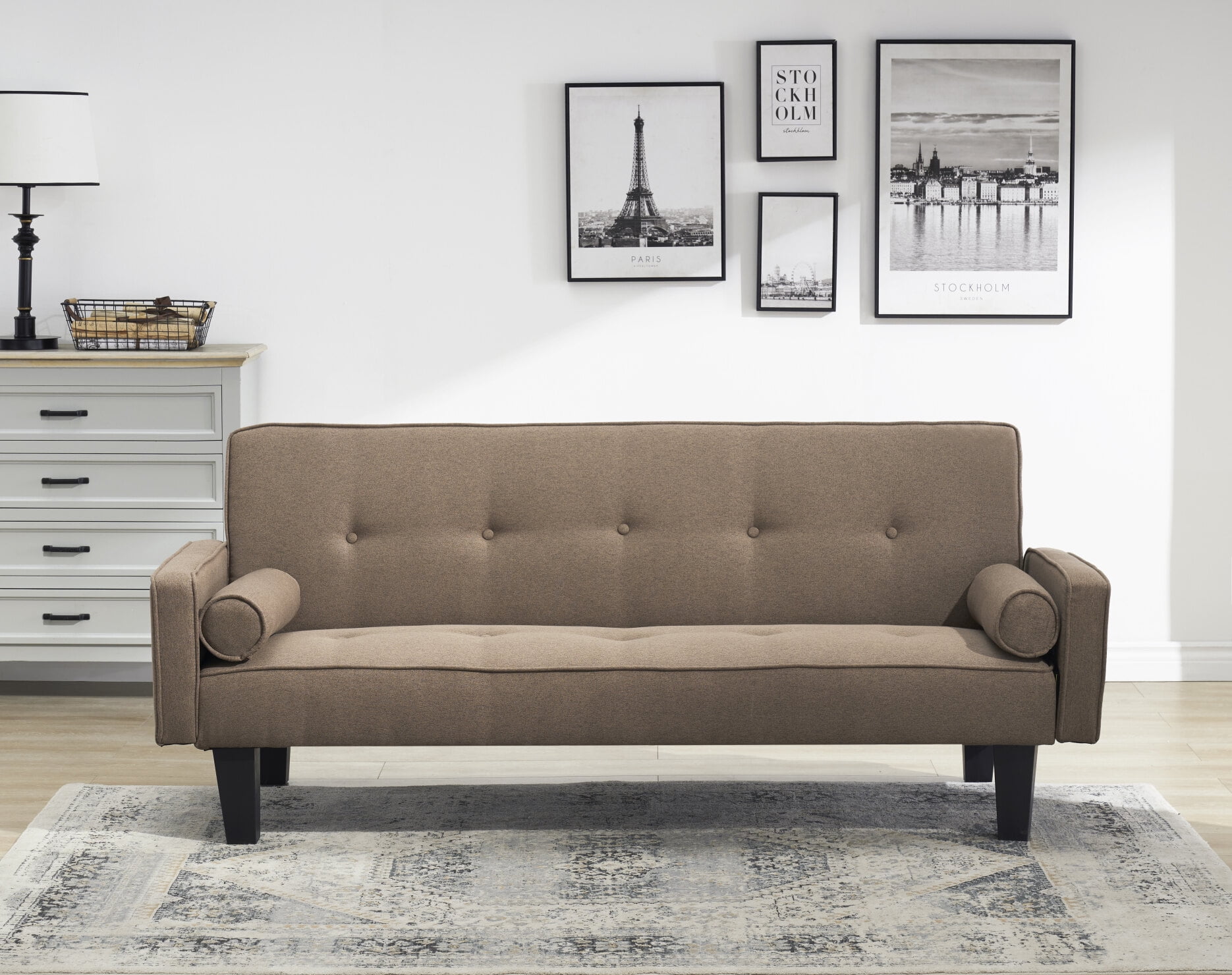 Modern Convertible 3 Seater Sofa Bed with High Stretch Sponge Cushion ...