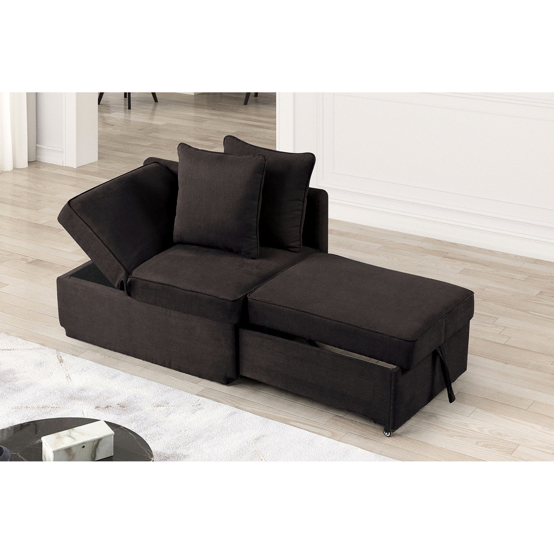 Modern Convertible Chair | Engineered Wood and Fabric | Pull-Out Seat ...