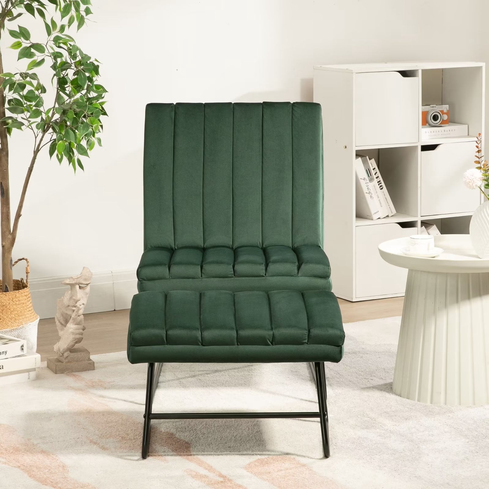 Modern Convertible Chaise Lounge Chair with Ottoman, Upholstered Accent ...