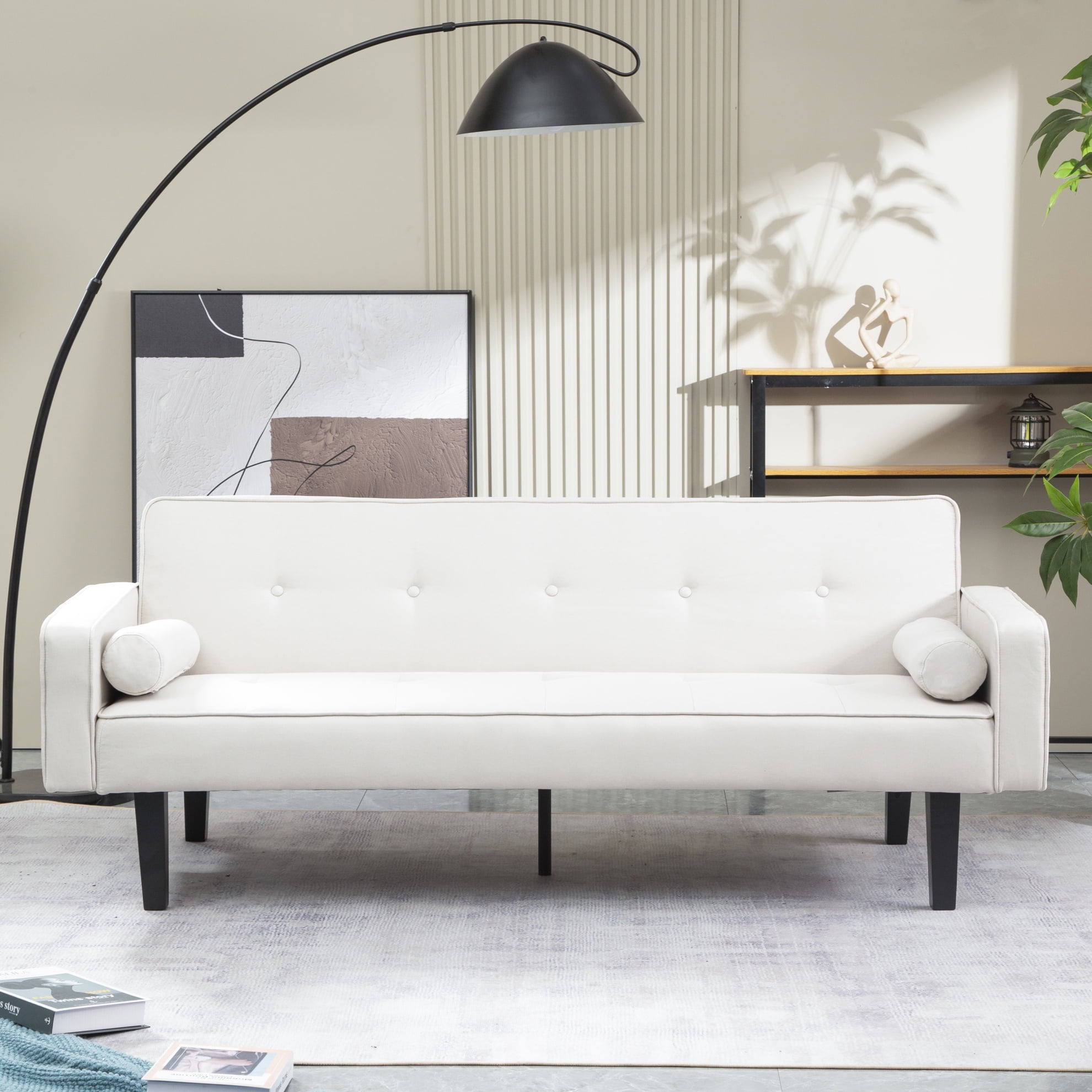 Futon Sofa Bed with Adjustable Backrest, Convertible Couch Bed with ...