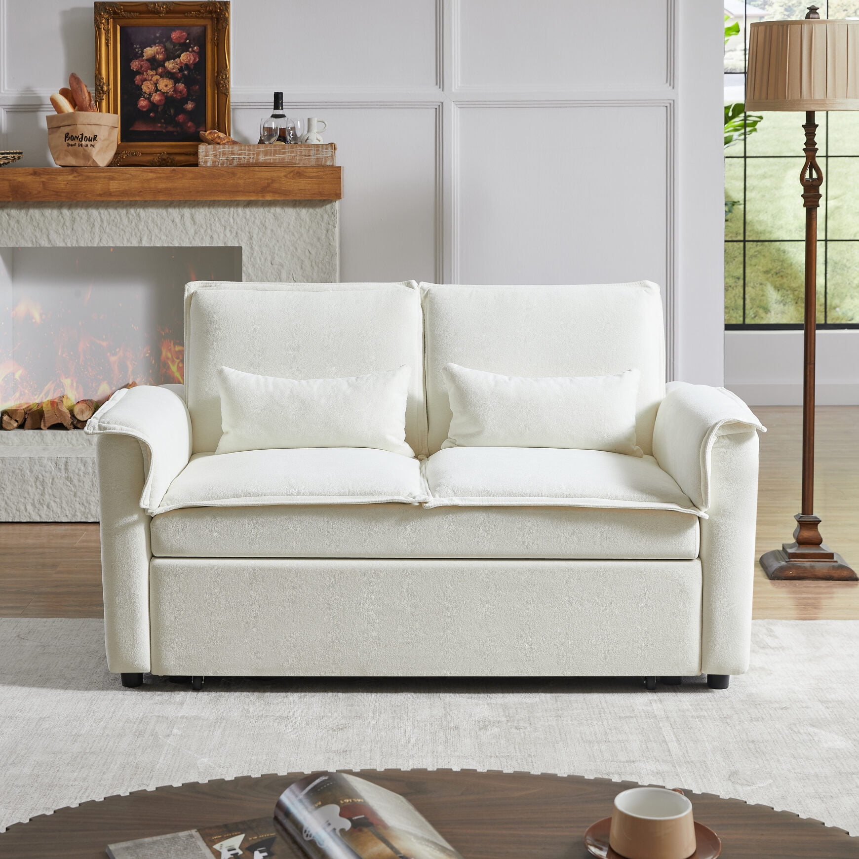Modern Convertible Loveseat Sleeper Sofa with Adjustable Backrest ...