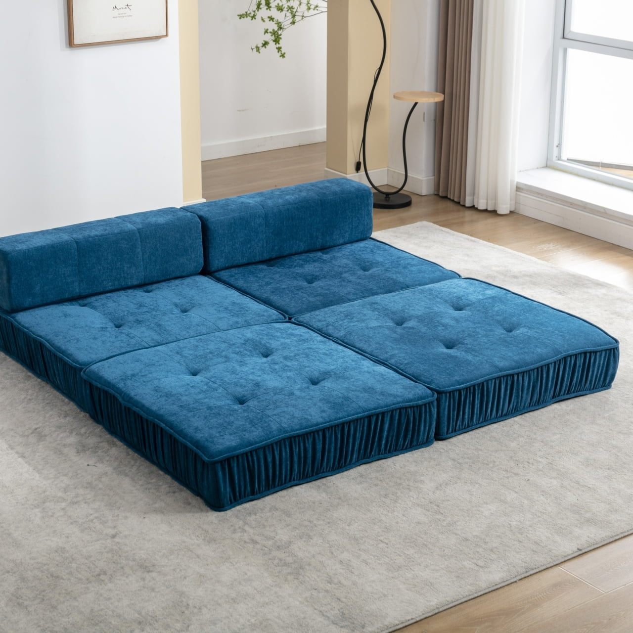 Modern Convertible Modular Sectional Single Sofa, Minimalist Chenille ...