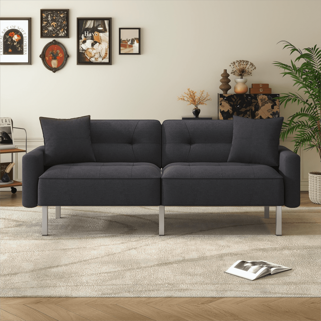Modern Convertible Sofa Bed,Linen Upholstered Sleeper Sofa, Folding ...