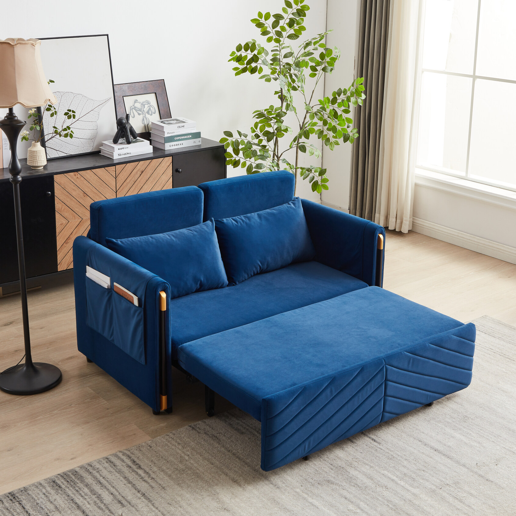 Modern Convertible Sofa Bed with Multi-Position Adjustable Pull-Out Bed ...