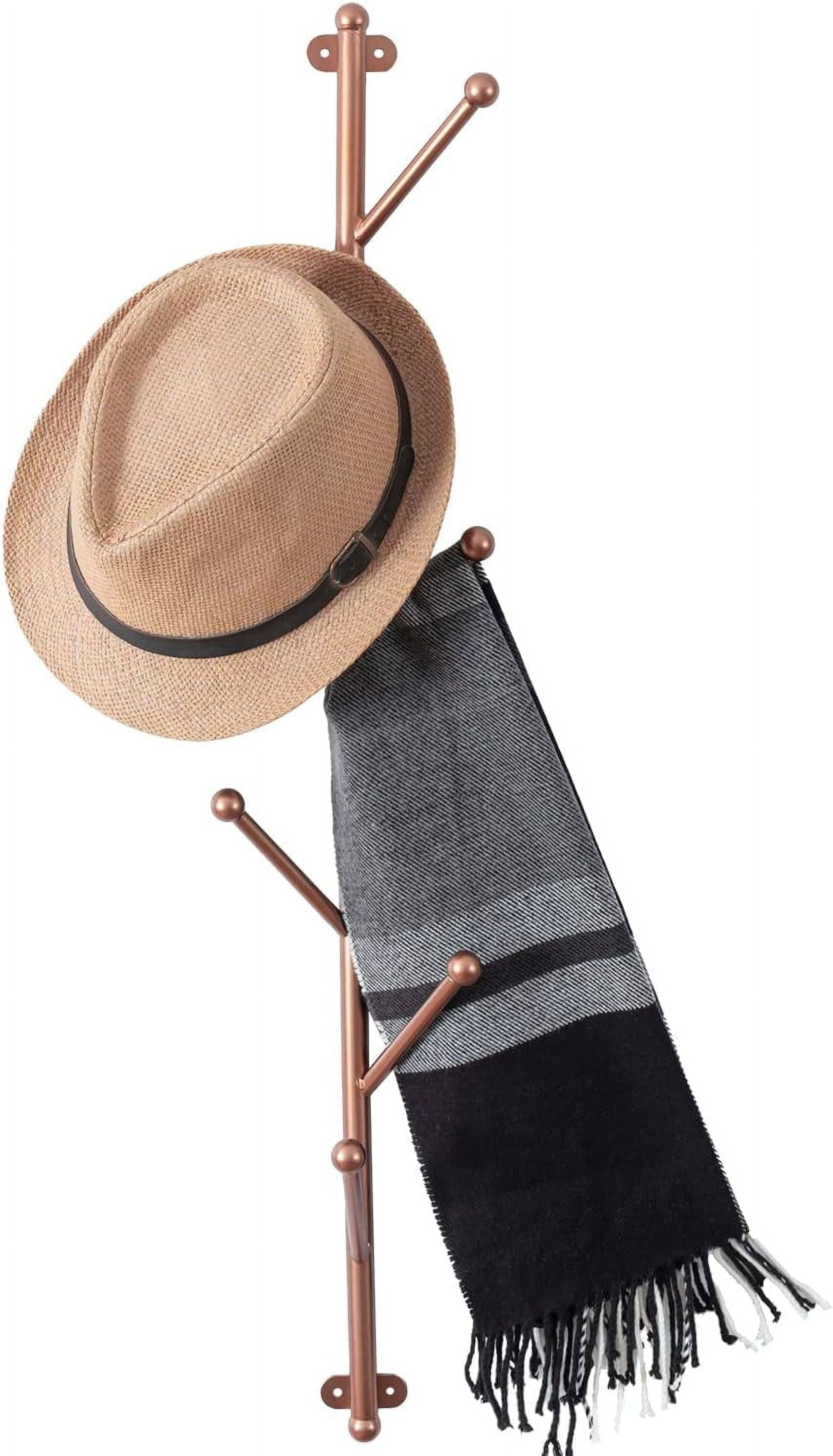 Modern Copper-Tone Metal Entryway Wall Coat Tree with Wall Mounted ...