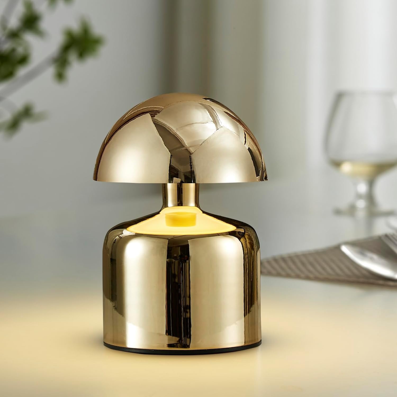 Modern Cordless Mushroom Small Table Lamp Touch LED Lamp, 3-Way ...