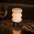 Modern Cordless Rechargeable Small Table Lamp with Opal Glass Shade, 3 ...