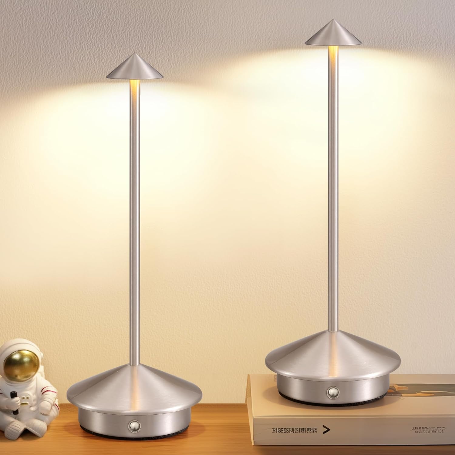 Modern Cordless Table Lamp Set of 2, Portable LED Desk Lamps, 5000mAh ...