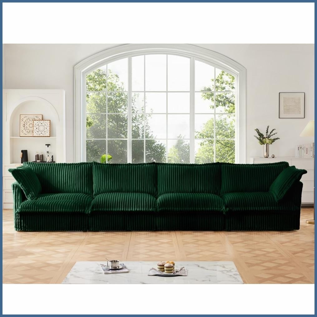 Modern Corduroy 4-Seater Living Room Sofa - Cloud-Like Comfort with ...