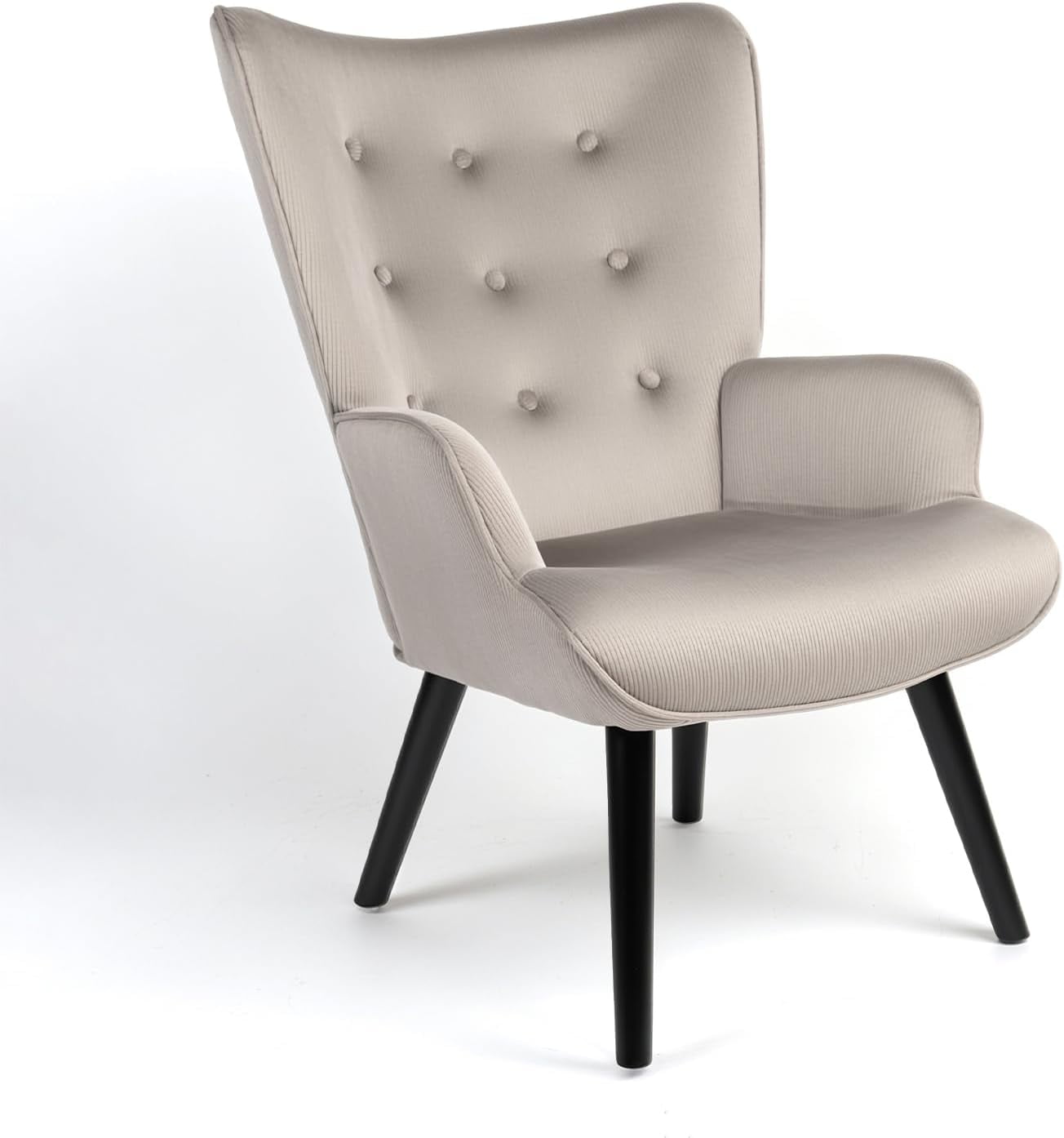 Modern Corduroy Accent Chair with High Back, Gray Wingback Chairs ...