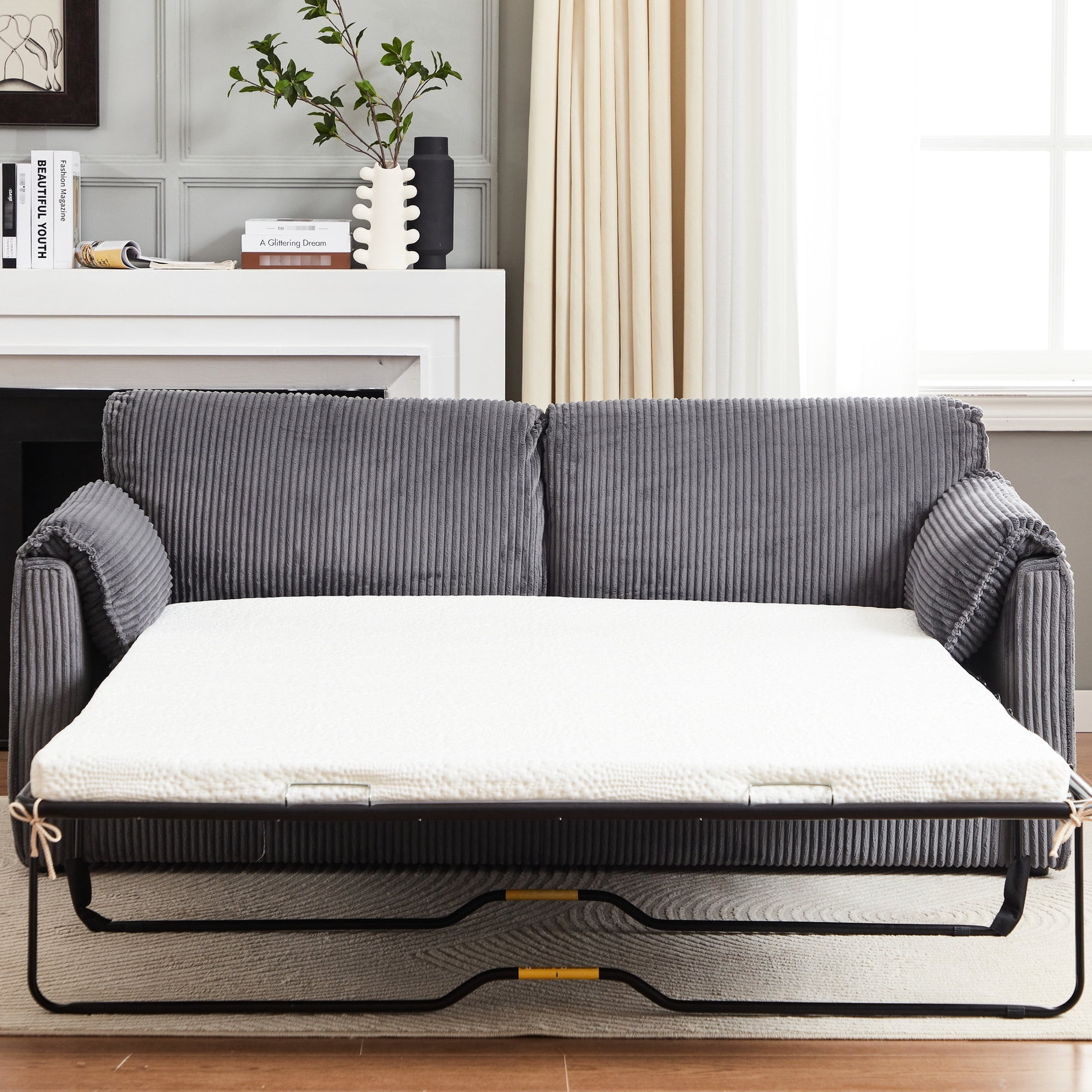 Modern Corduroy Upholstered Sleeper Sofa Bed with Three Modes - Meets ...