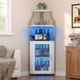 Modern Corner Bar Cabinet with LED Lights, 5-Tier Wine & Liquor Storage ...
