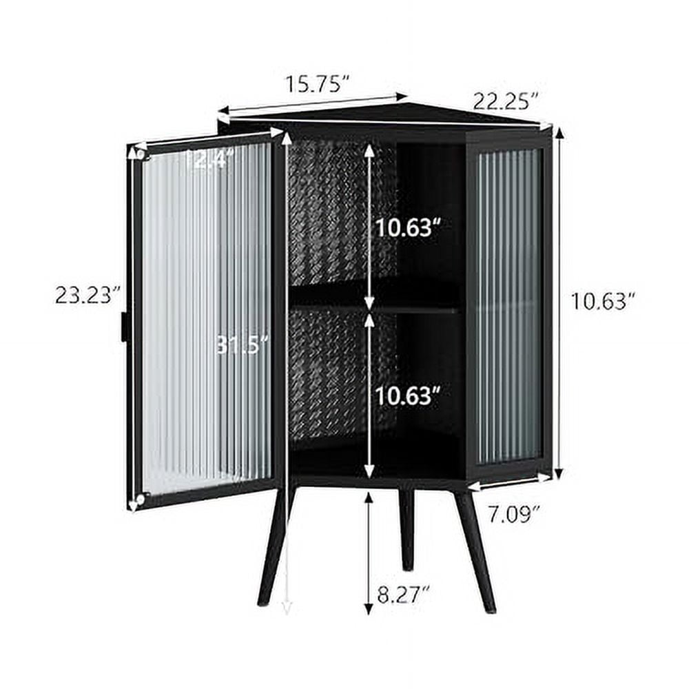 Modern Corner Storage Cabinet with Tempered Glass Doors, Accent Corner ...