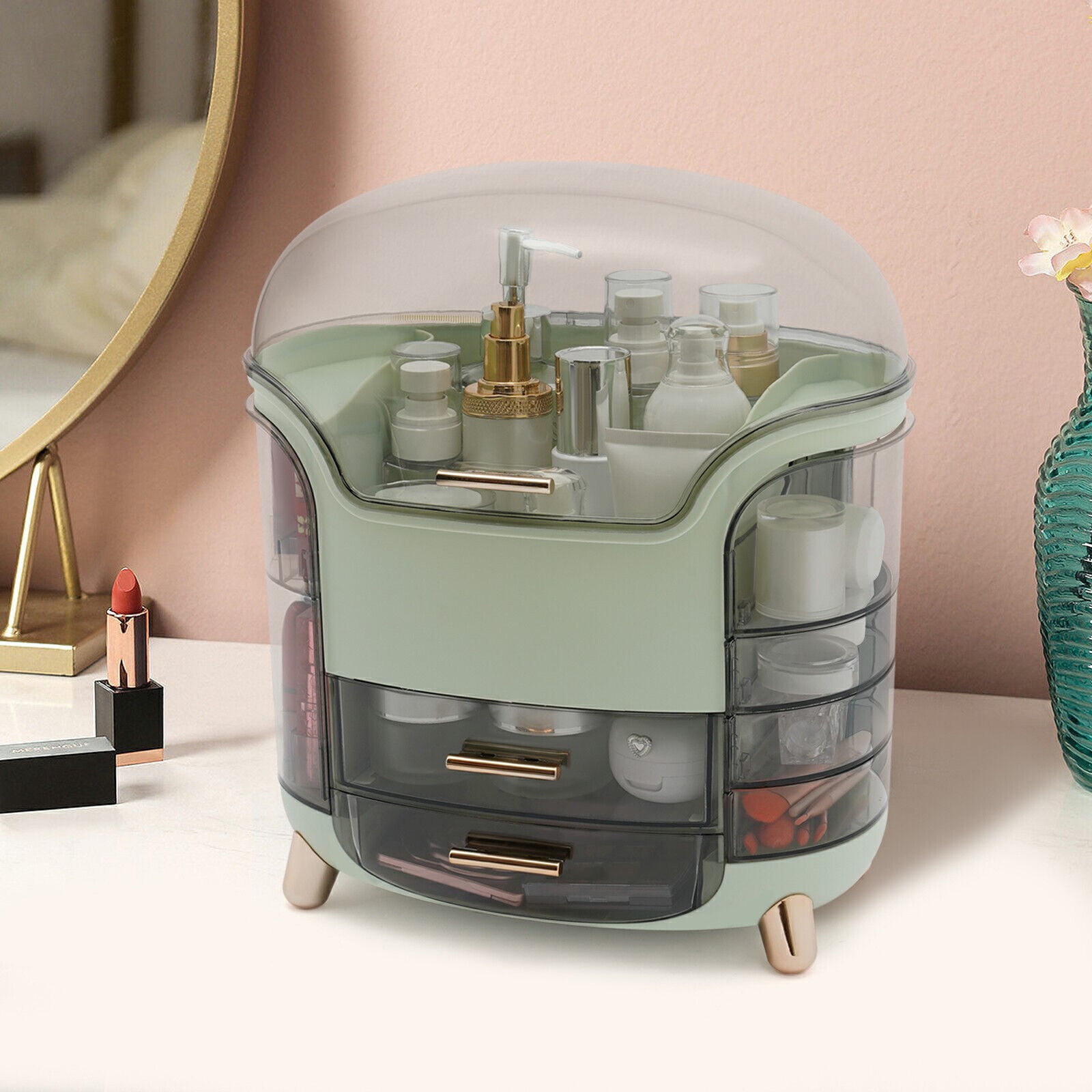 Modern Cosmetic Organizer with 8 Compartments, Makeup Display Case ...