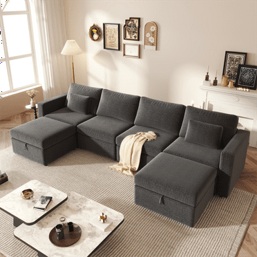 EUROCO 103.5" Modern L-shaped Combinable Sectional Sofa, 4-seat Velvet ...