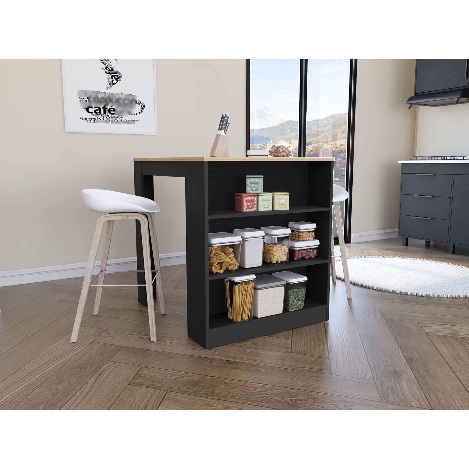 Stylish Kitchen Dining Table With Two Legs And Three Decorative ...