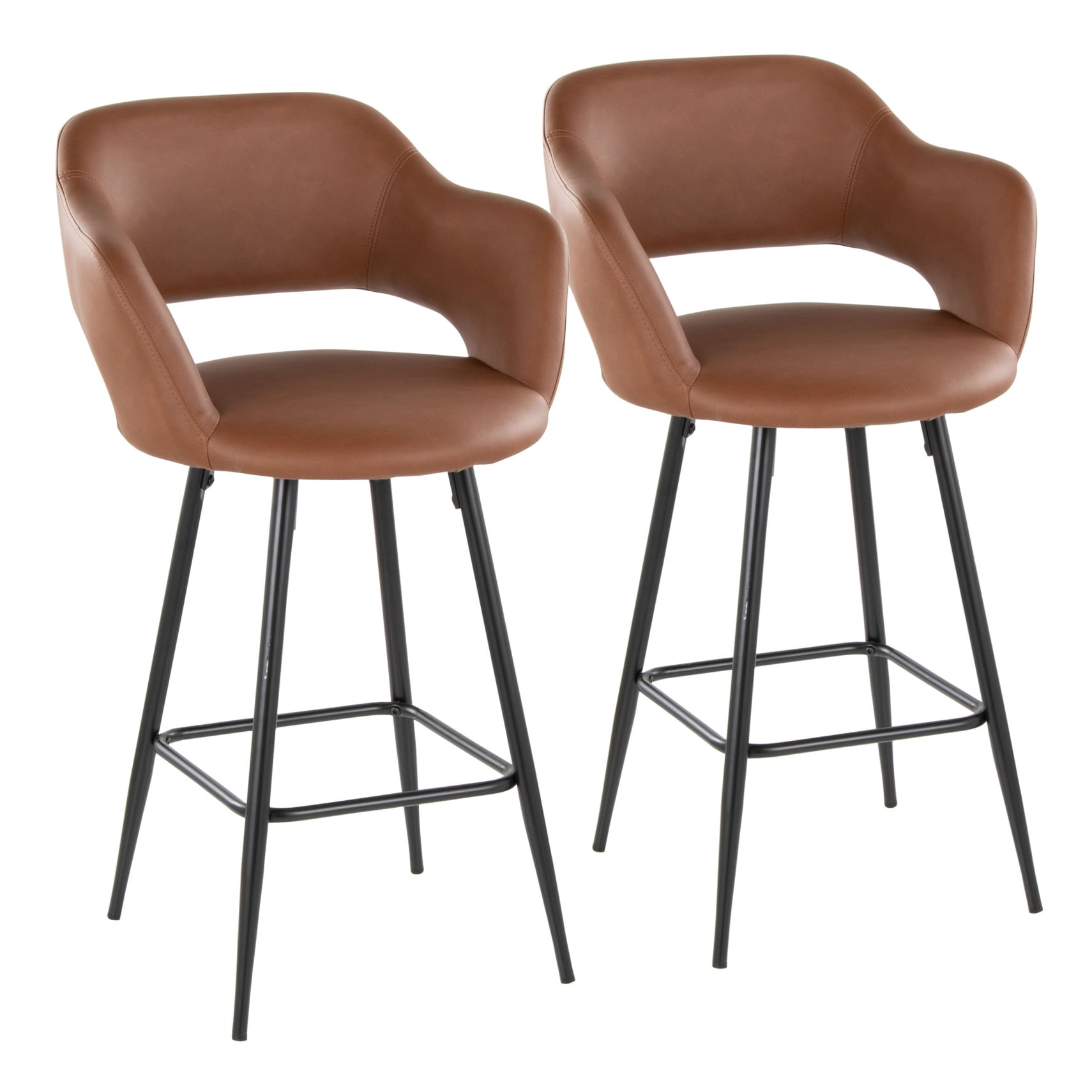 Modern Counter-Height Bar Stool Set of 2, 26" Fixed-Height Bar Chair ...