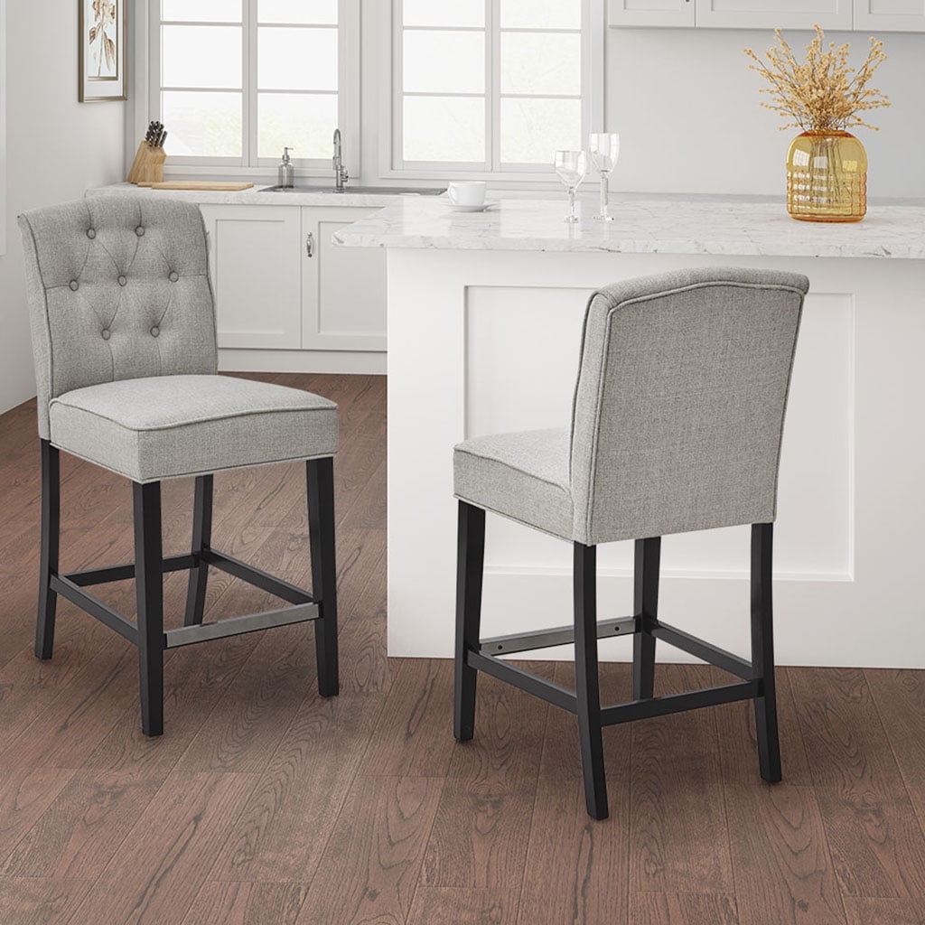 Modern Counter Height Bar Stool,Tufted Upholstered Fabric Barstool with ...