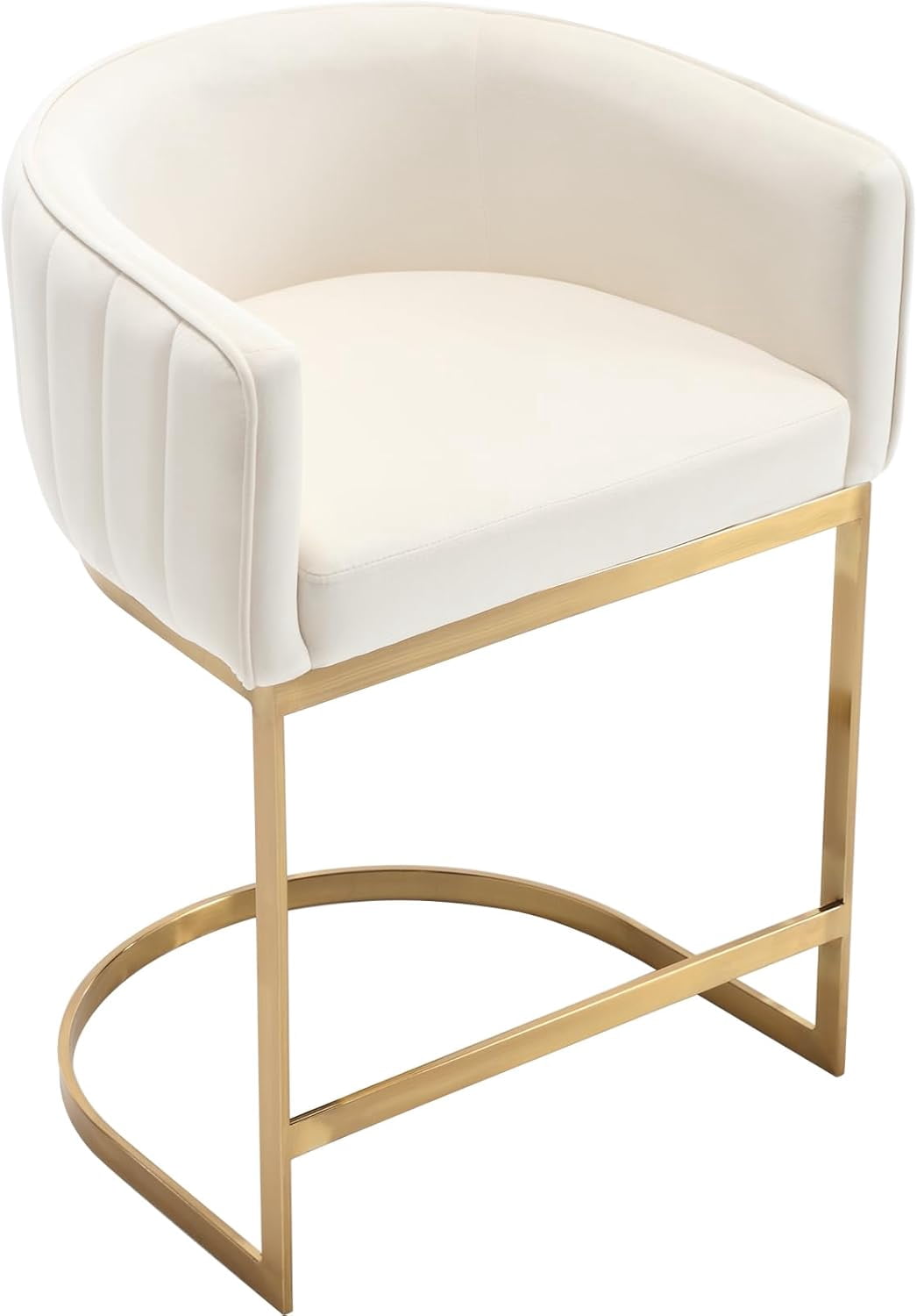 Modern Counter Height Bar Stool, Velvet Upholstered with Gold Metal ...