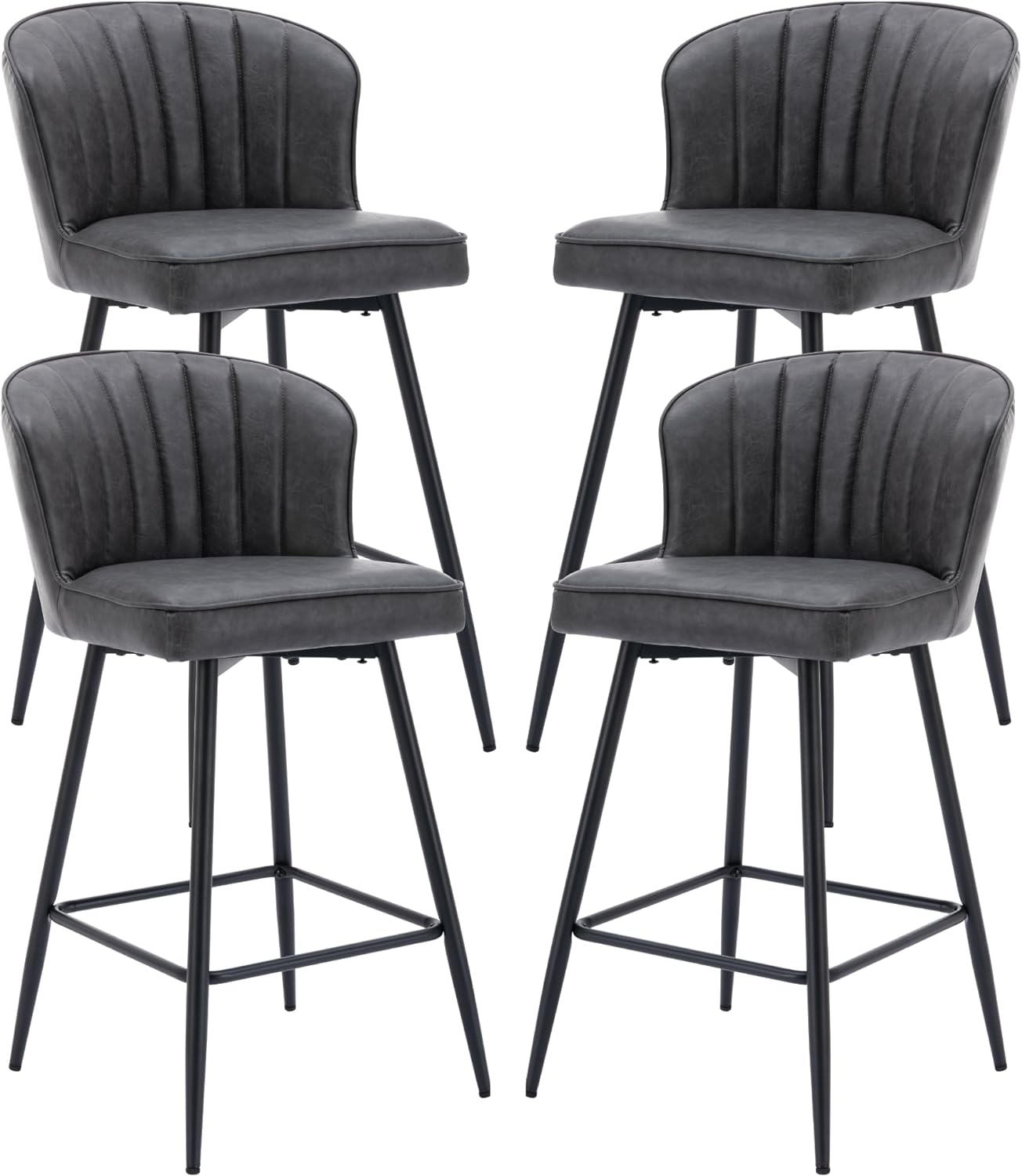 Modern Counter Height Bar Stools Set of 4 Leather Counter Stools with ...