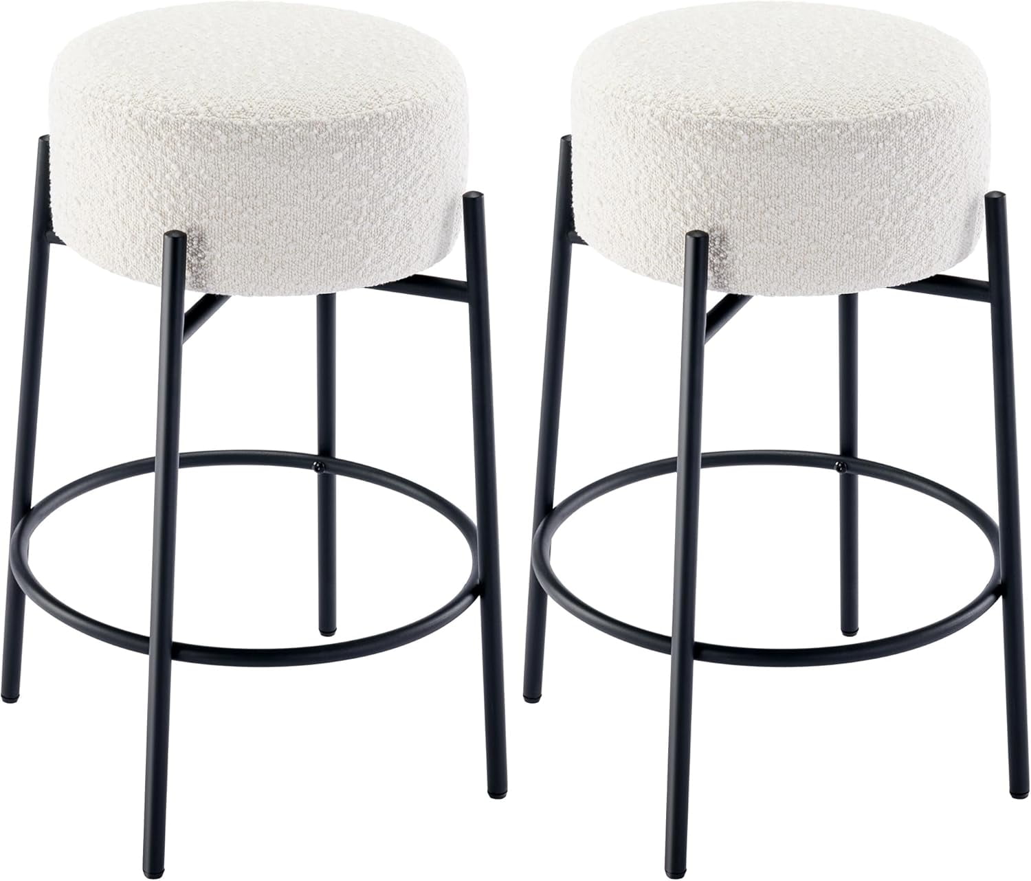 Modern Counter Height Bar Stools Set of 2, White Swivel Bar Stools ...