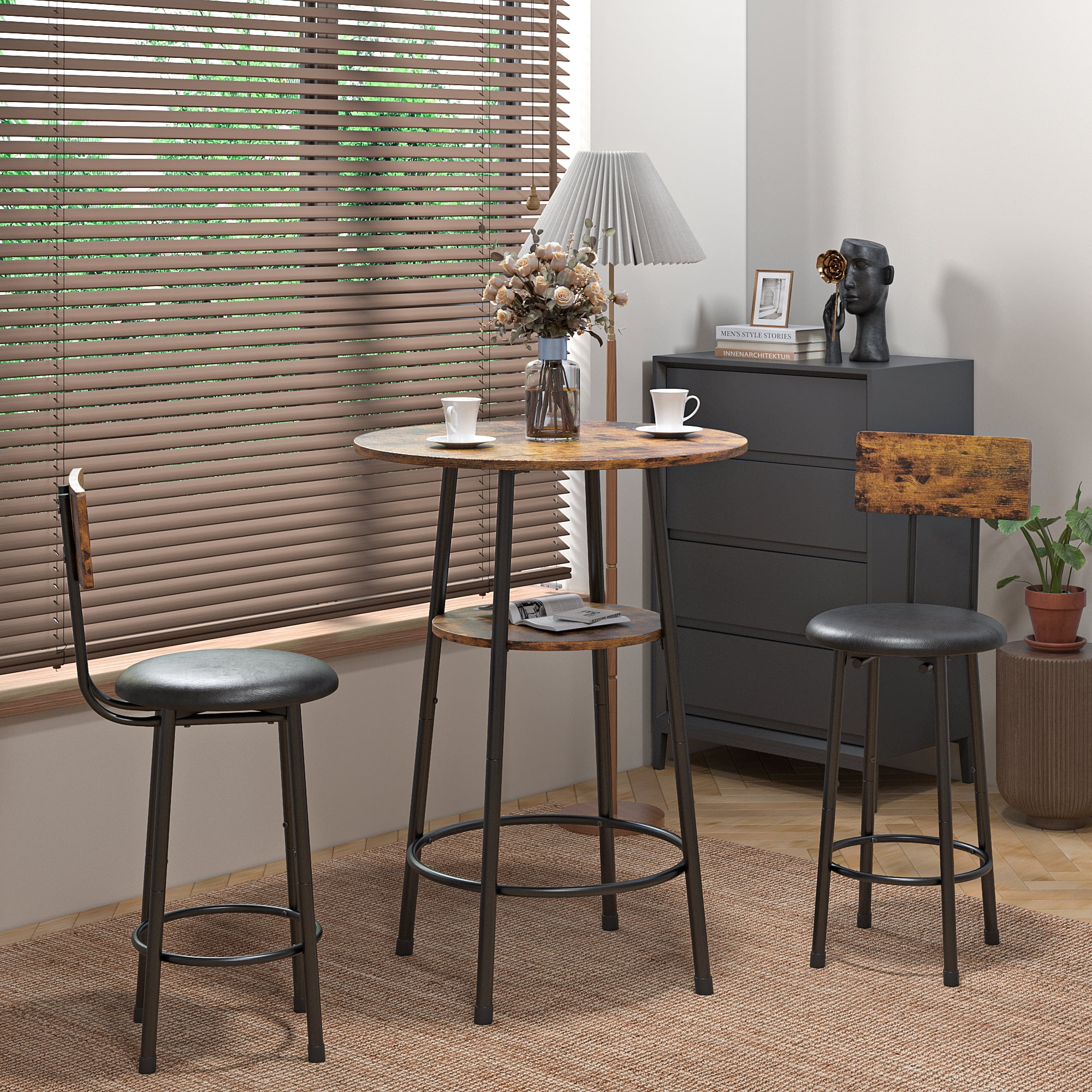 Modern Counter Height Pub Set, 3 Piece Dining Table Set with 2 ...