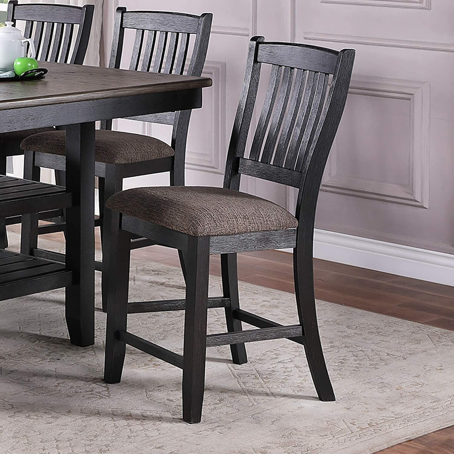 Modern Counter Height Set of 2 Dining Chairs Fabric Upholstered Seat ...