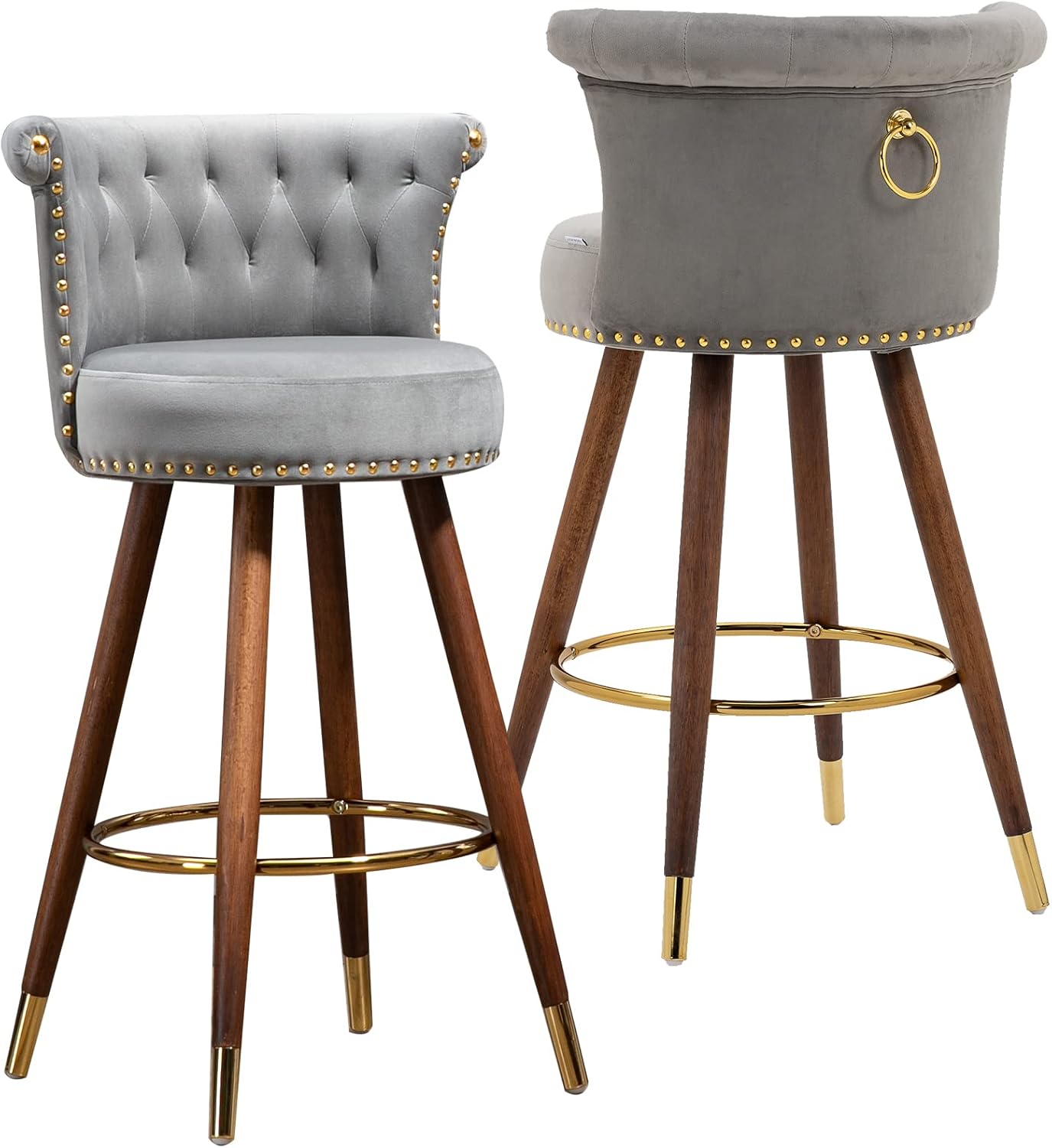 Modern Counter Height Swivel Bar Stools Set of 2, Upholstered 27.7 ...