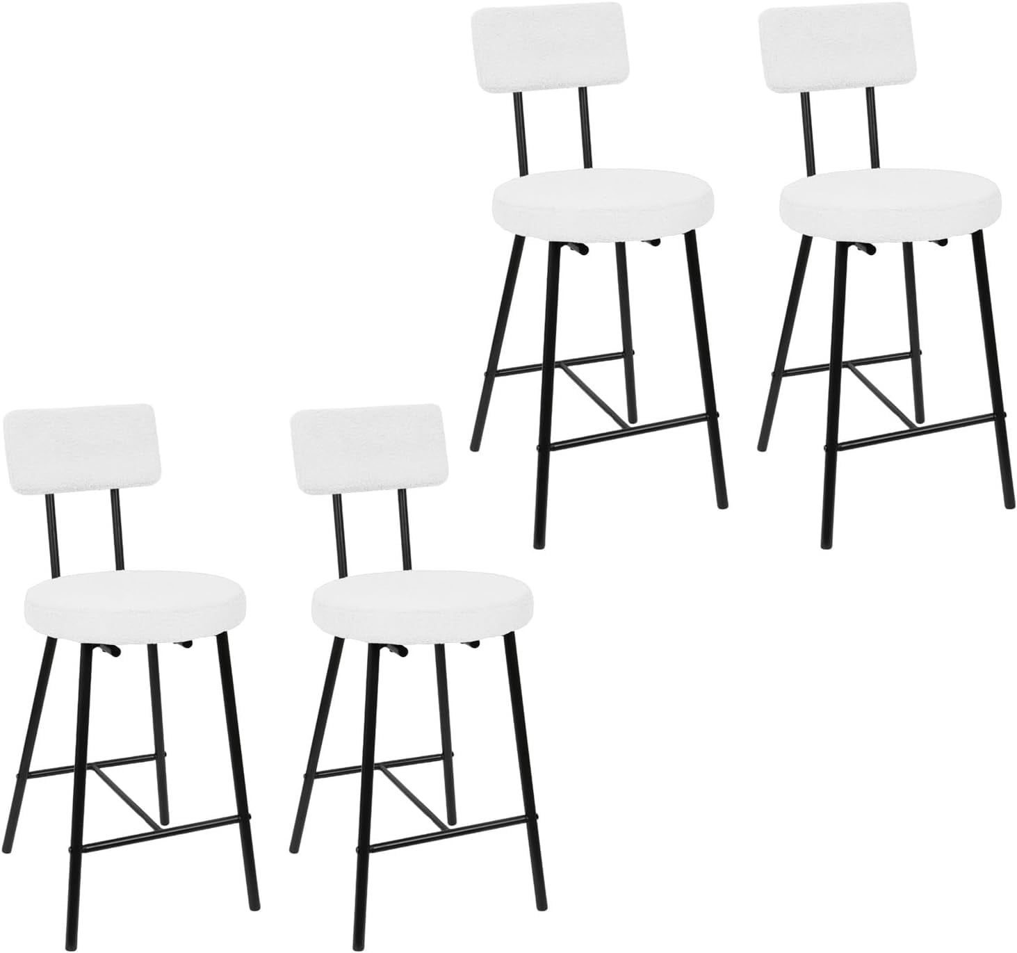 Modern Counter Stools Set of 4, Upholstered Counter Bar Stools, with ...