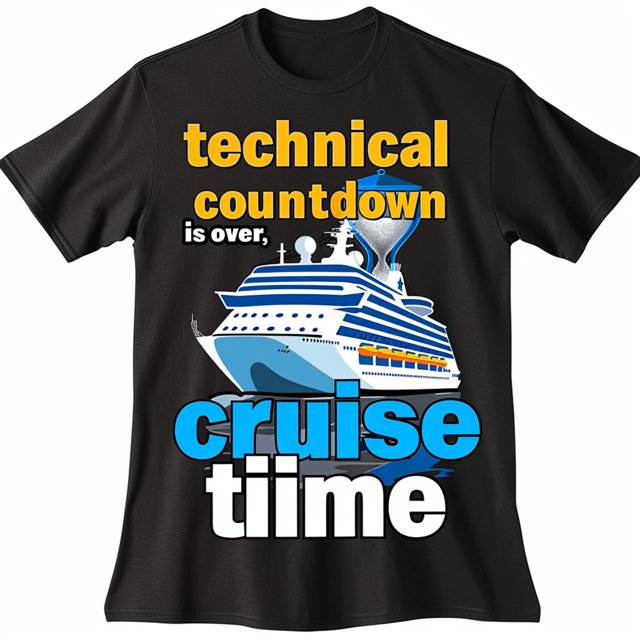 Modern Cruise Ship Hourglass T Shirt Technical Countdown Over Blue White Black Design Unique ...