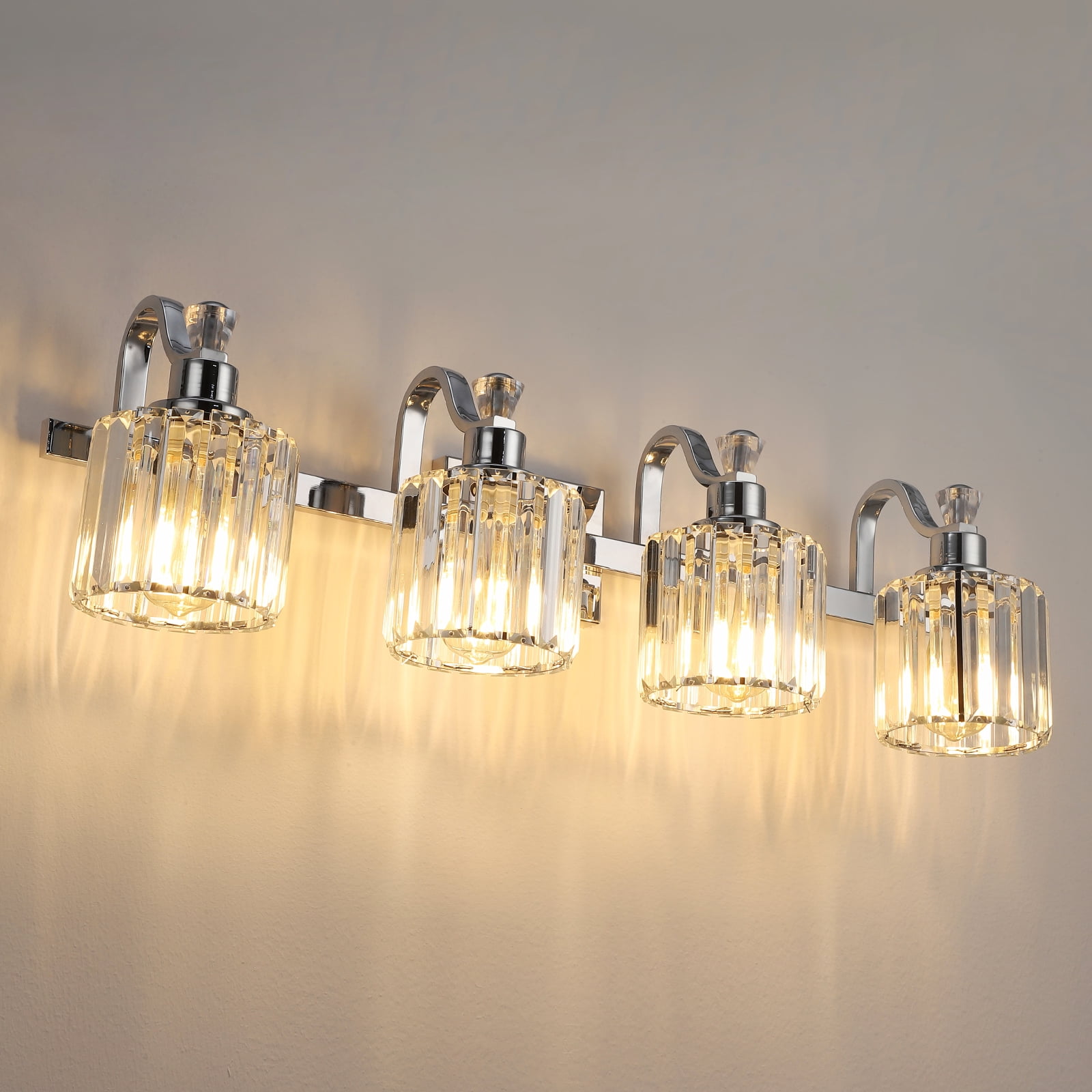 Modern Crystal Bathroom Light Fixtures-Chrome Vanity Lights Crystal ...