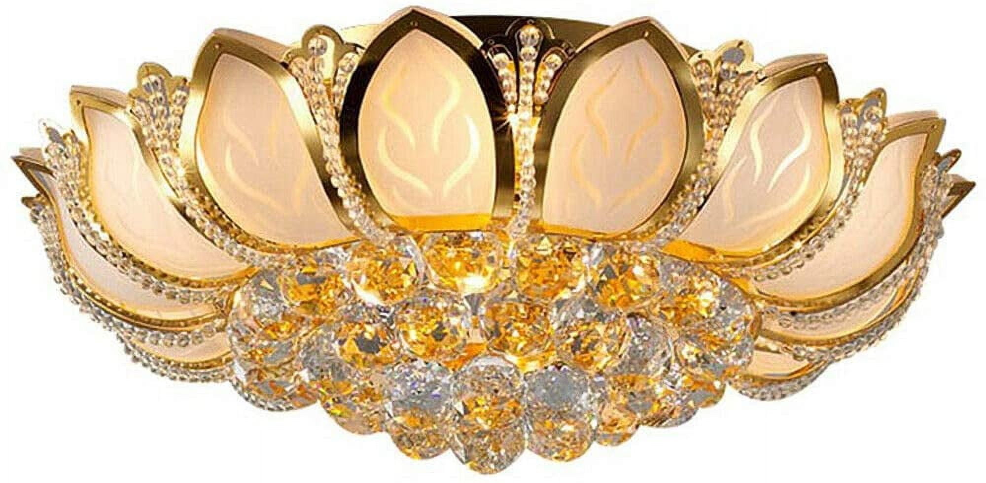 Modern Crystal Chandelier Dimmable Luxury Flush Mount LED Ceiling Lamp ...