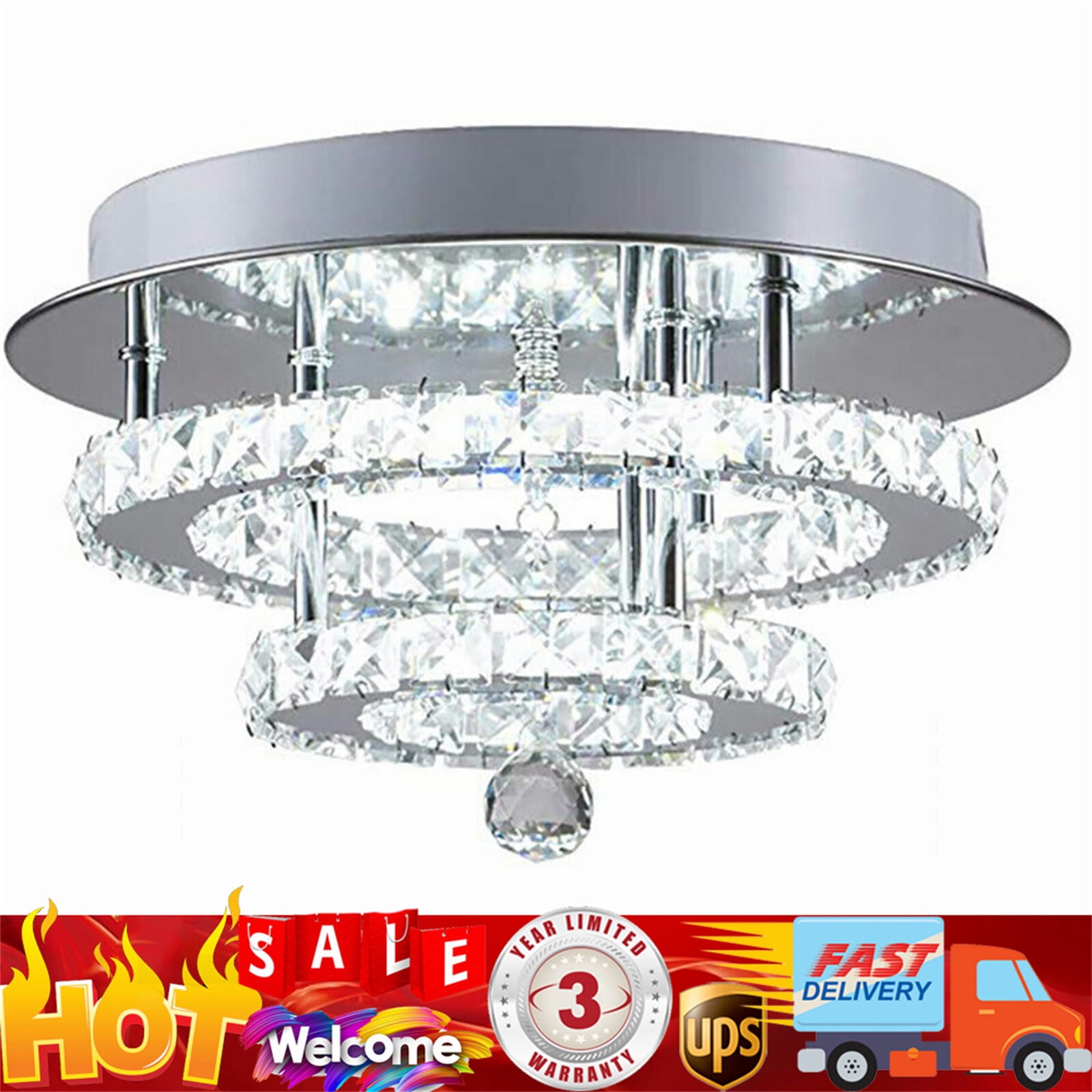 Modern Crystal Chandelier Flush Mount Ceiling Light Pendant Lighting Fixture LED - Walmart.com