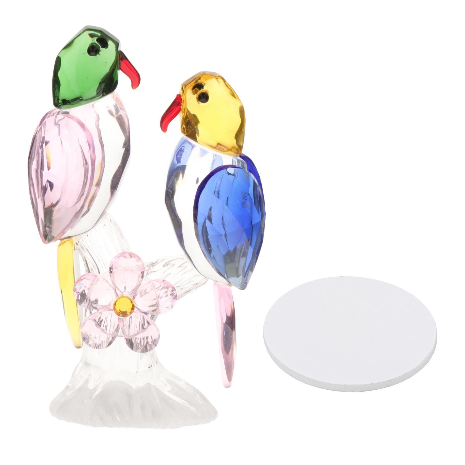 Modern Crystal Parrot Statue Bird Figurine Animal Model Colorful ...