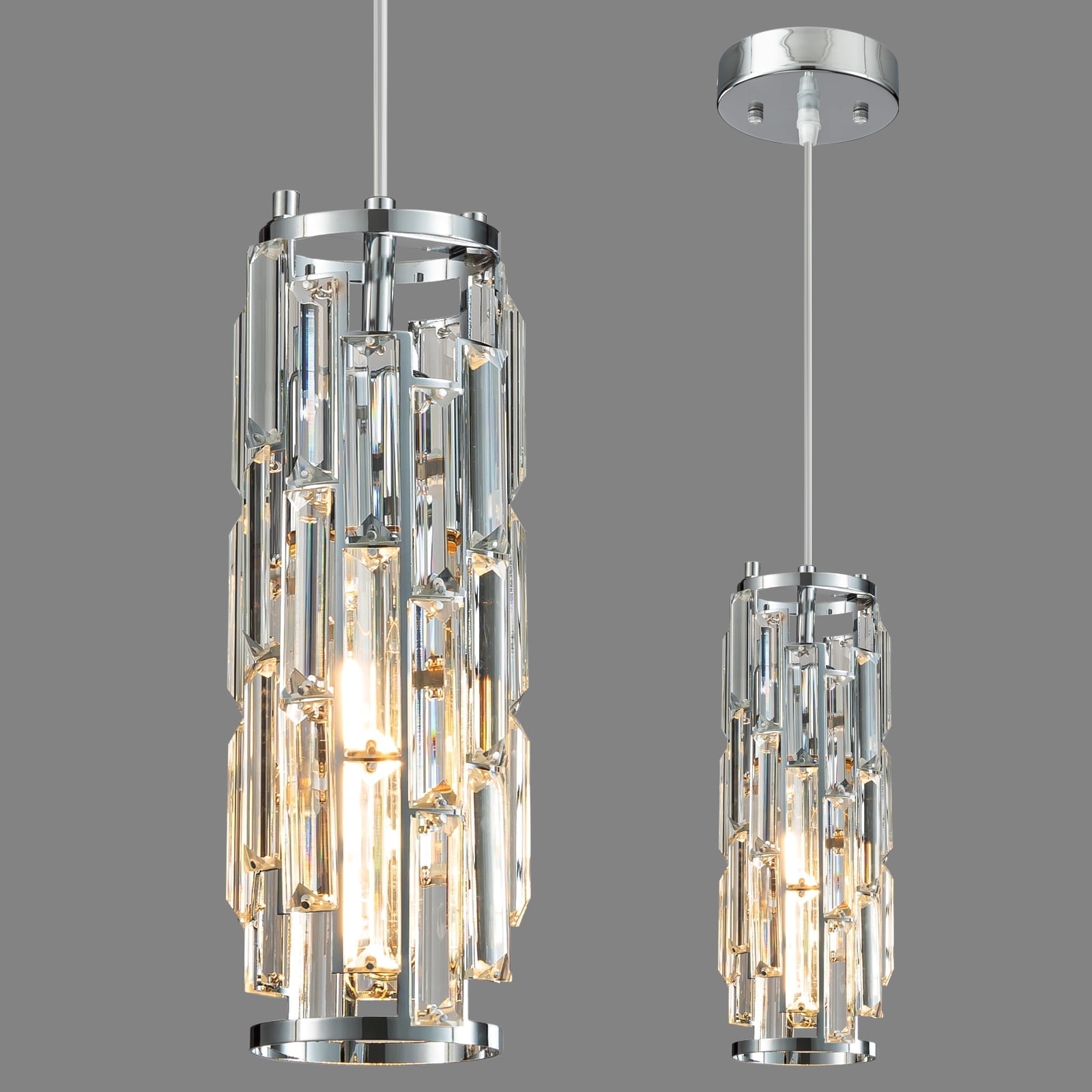 Modern Crystal Pendant Lights Chrome Pendant Light for Bedroom Kitchen ...