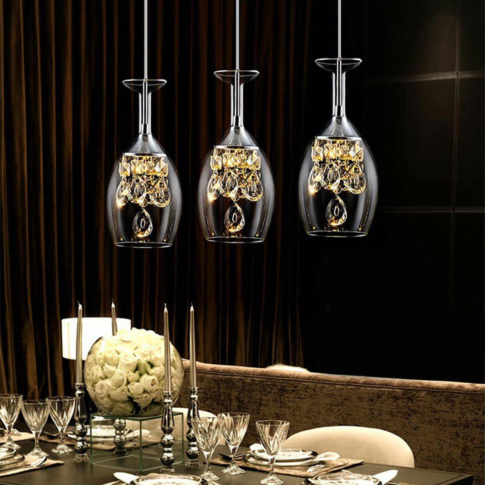 Modern Crystal Pendant Light Led Crystal Wine Glass Pendant Light ...