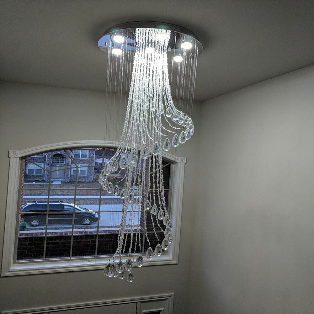 Modern Crystal Spiral Raindrop Light Chandelier LED Ceiling Pendant ...