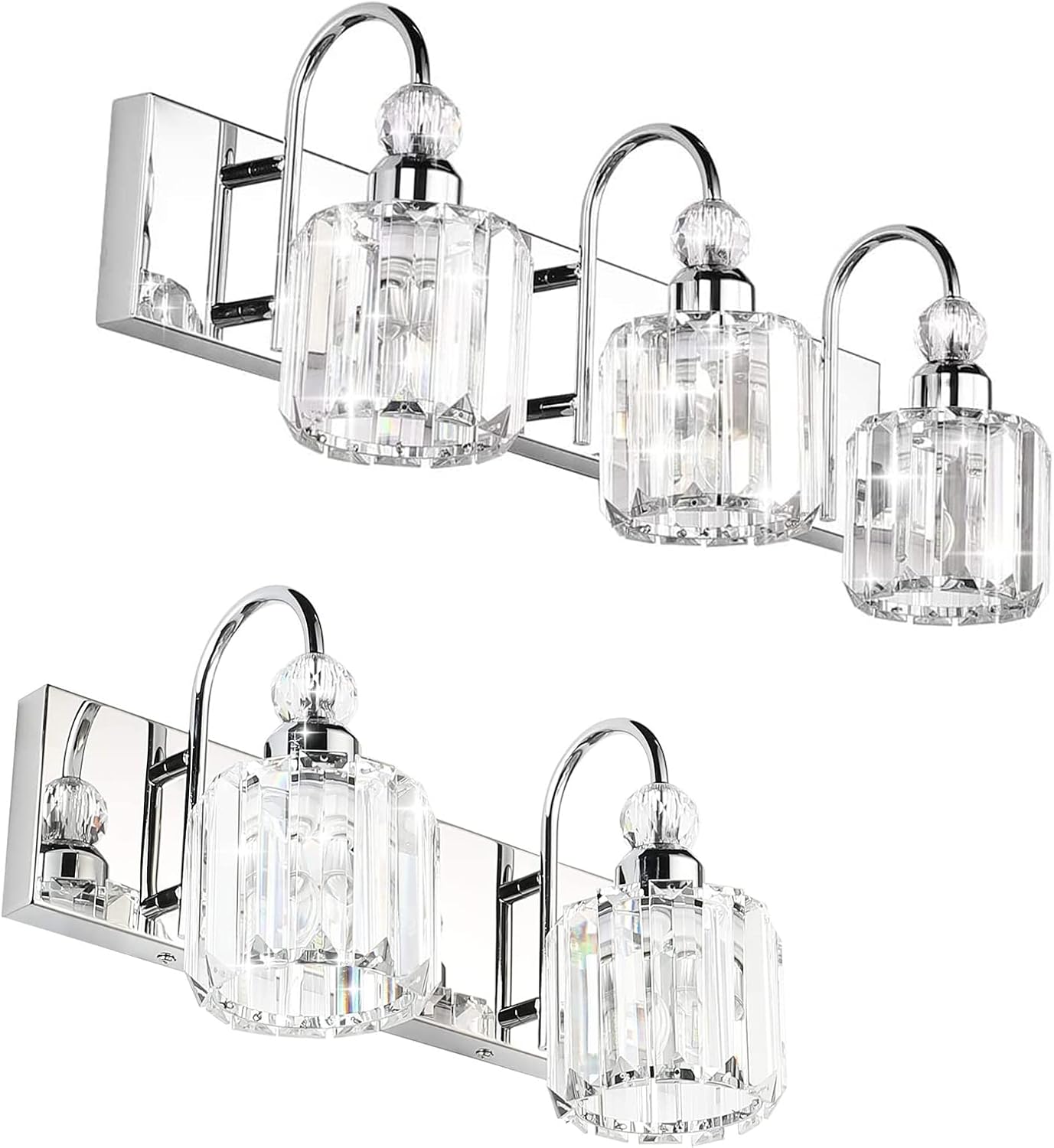 Modern Crystal Vanity Lights Stainless Steel Crystal Bathroom Vanity ...